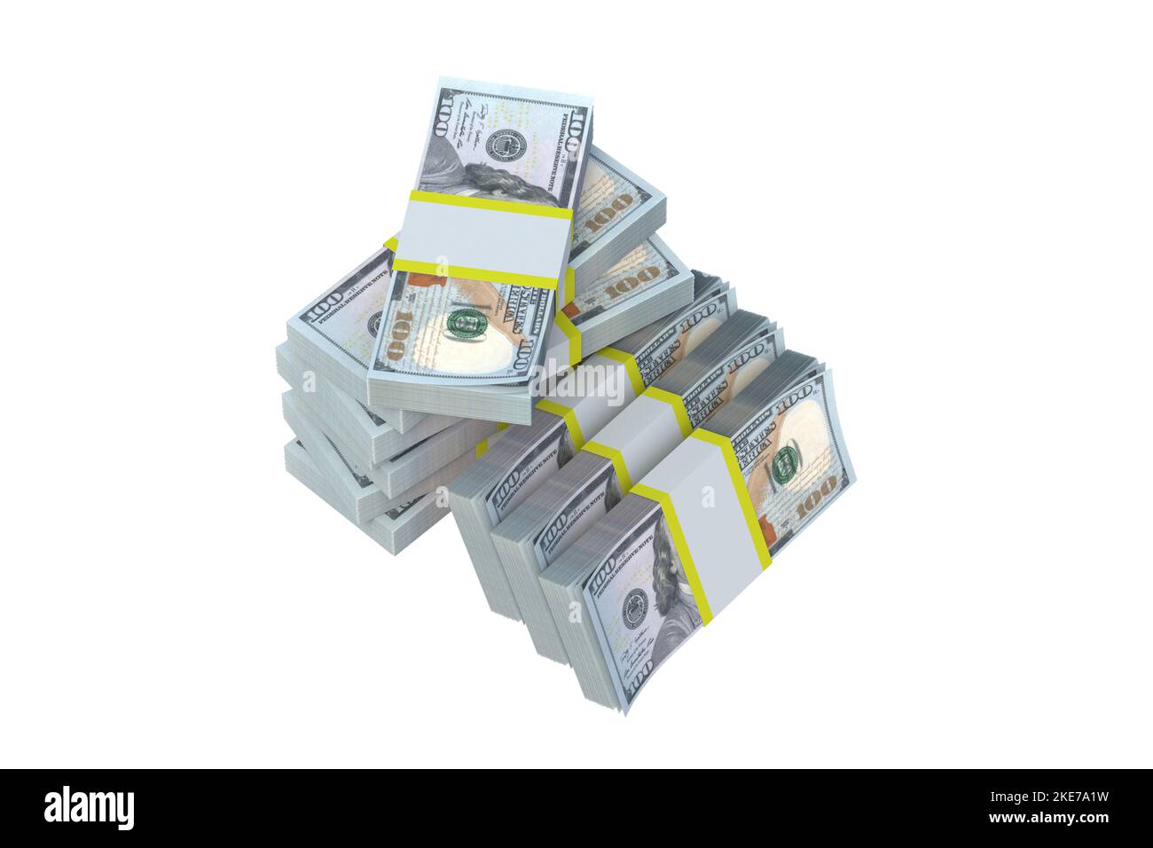 Dollar banknotes isolated on white background. Stack of money. Heap of ...