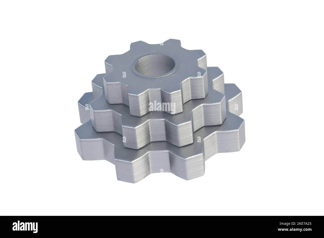 Stack of metallic gears isolated on white background. 3d render Stock ...
