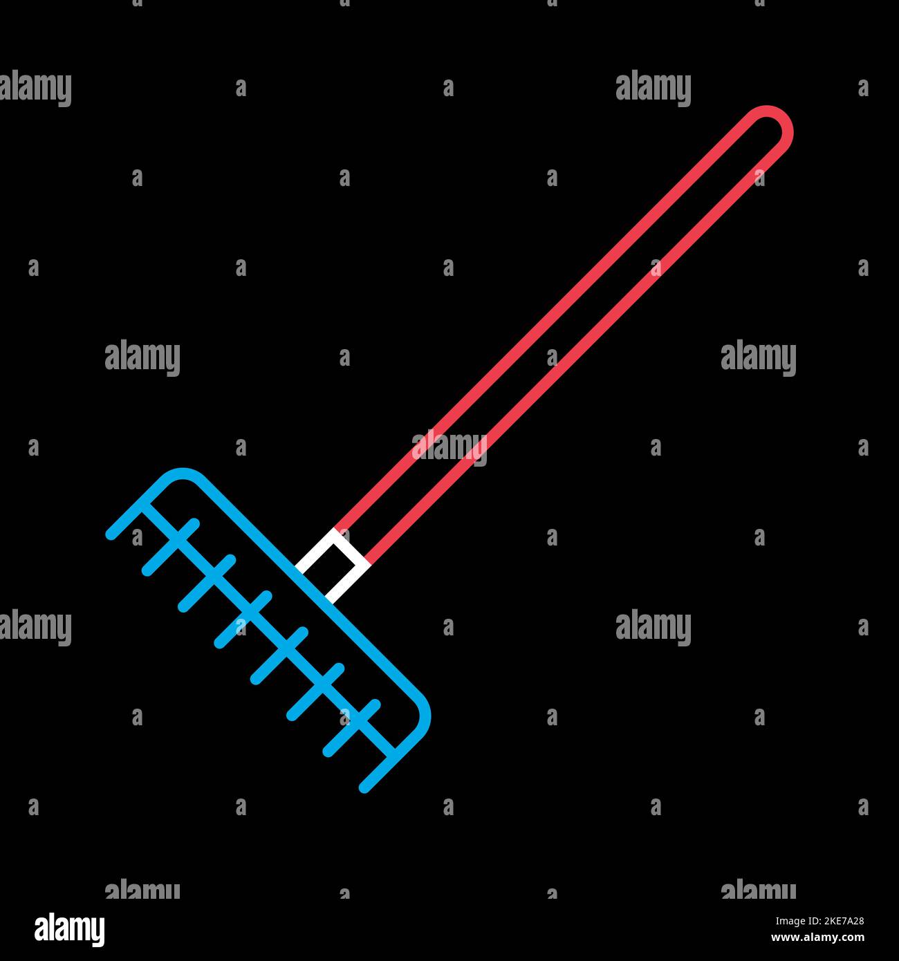 Garden rake vector isolated on black background icon. Graph symbol for ...