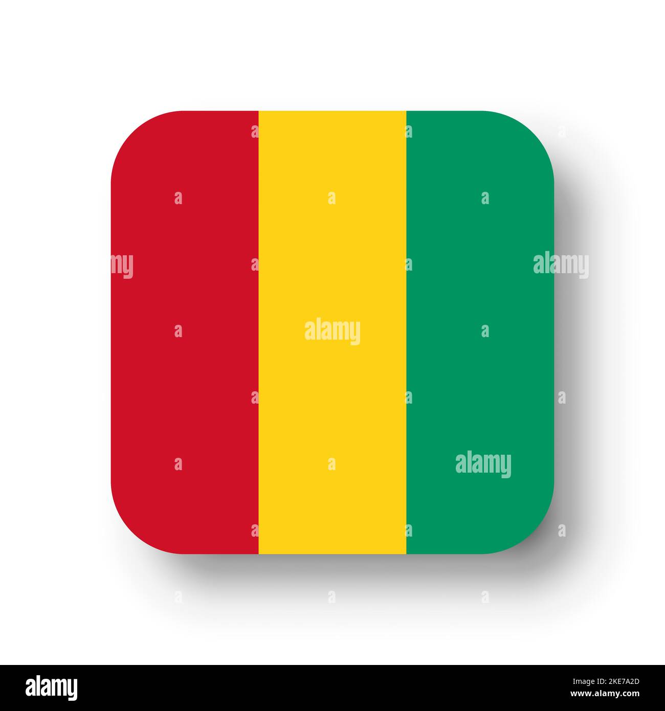 Guinea flag - flat vector square with rounded corners and dropped shadow Stock Vector Image ...