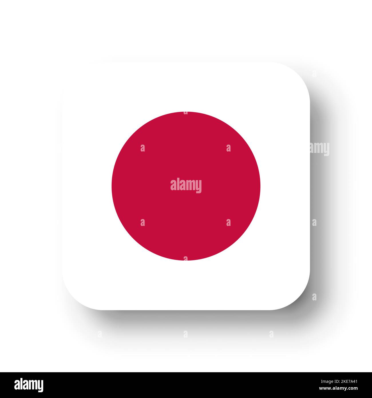 Japan flag - flat vector square with rounded corners and dropped shadow ...