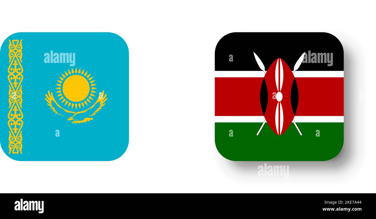 Kenya flag - flat vector square with rounded corners and dropped shadow Stock Vector Image & Art ...