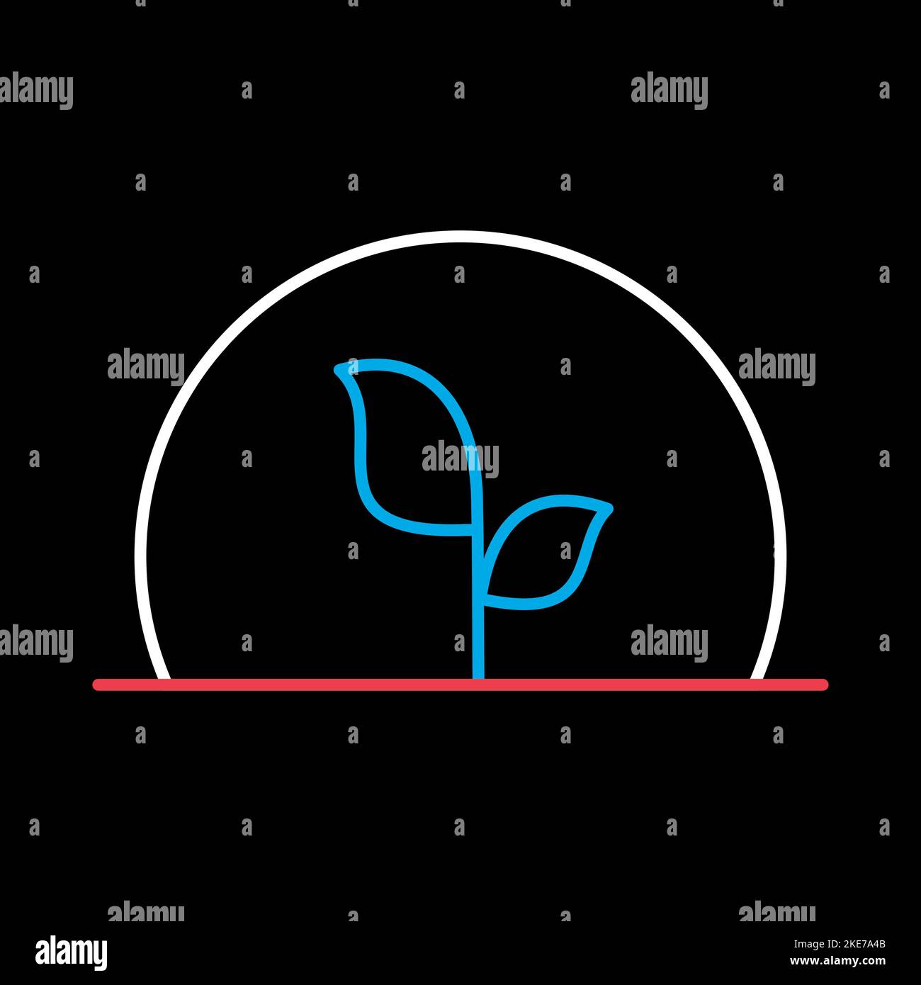 Greenhouse with green plants inside vector on black background icon ...