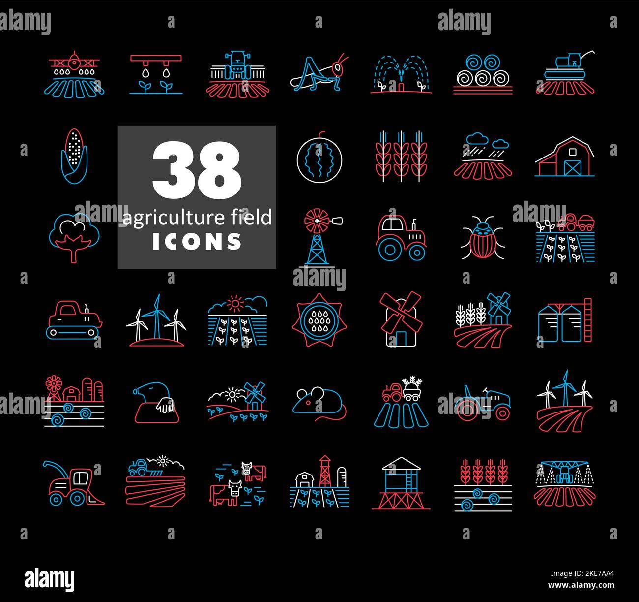 Farm Field isolated on black background icon. Agriculture sign. Graph ...