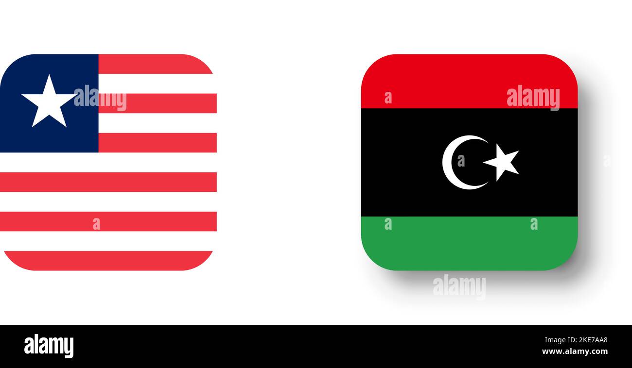 Libya flag - flat vector square with rounded corners and dropped shadow Stock Vector Image & Art ...