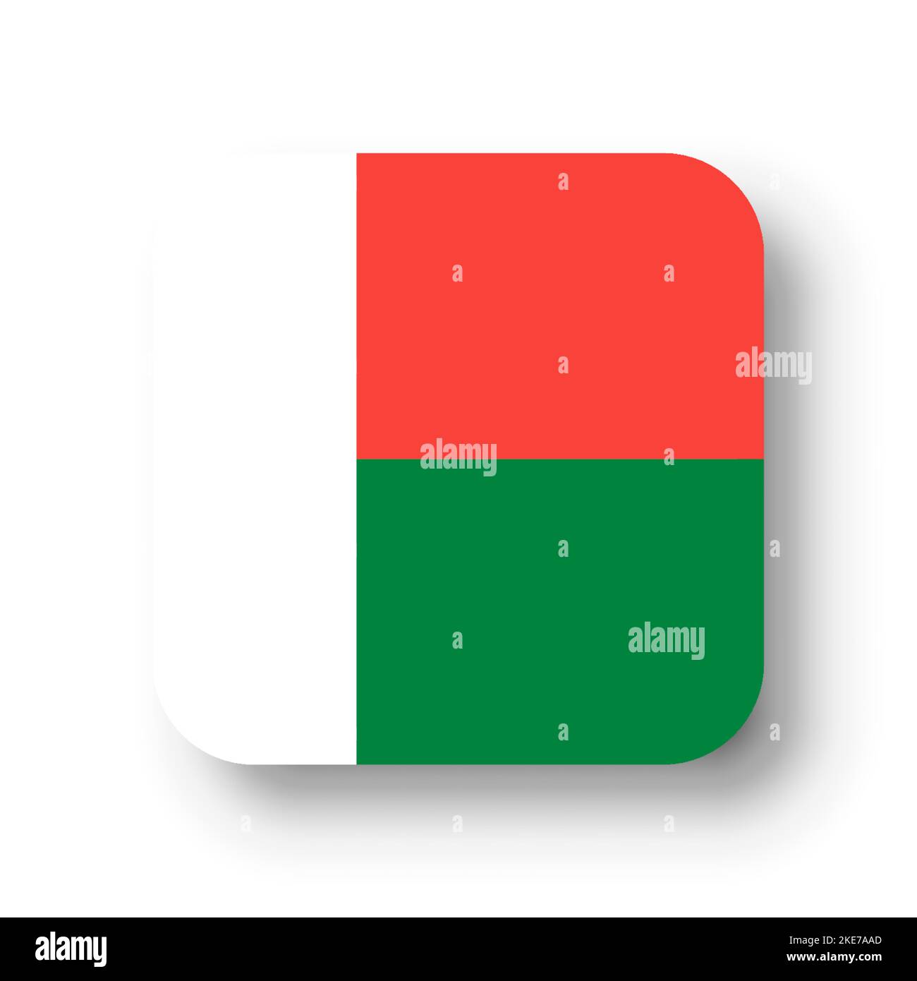 Madagascar flag - flat vector square with rounded corners and dropped shadow Stock Vector Image ...