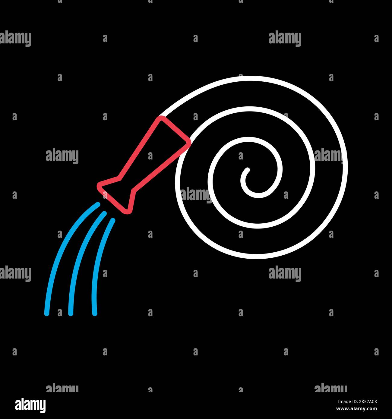 Garden hose, water pipe vector on black background icon. Graph symbol ...