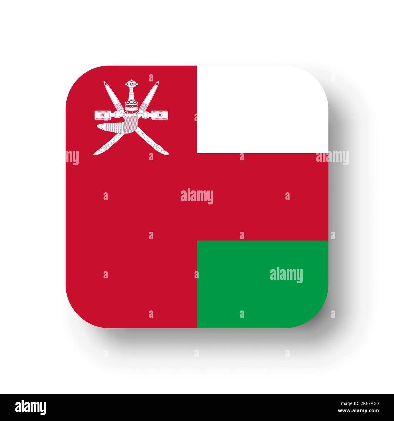 Oman flag - flat vector square with rounded corners and dropped shadow Stock Vector Image & Art ...