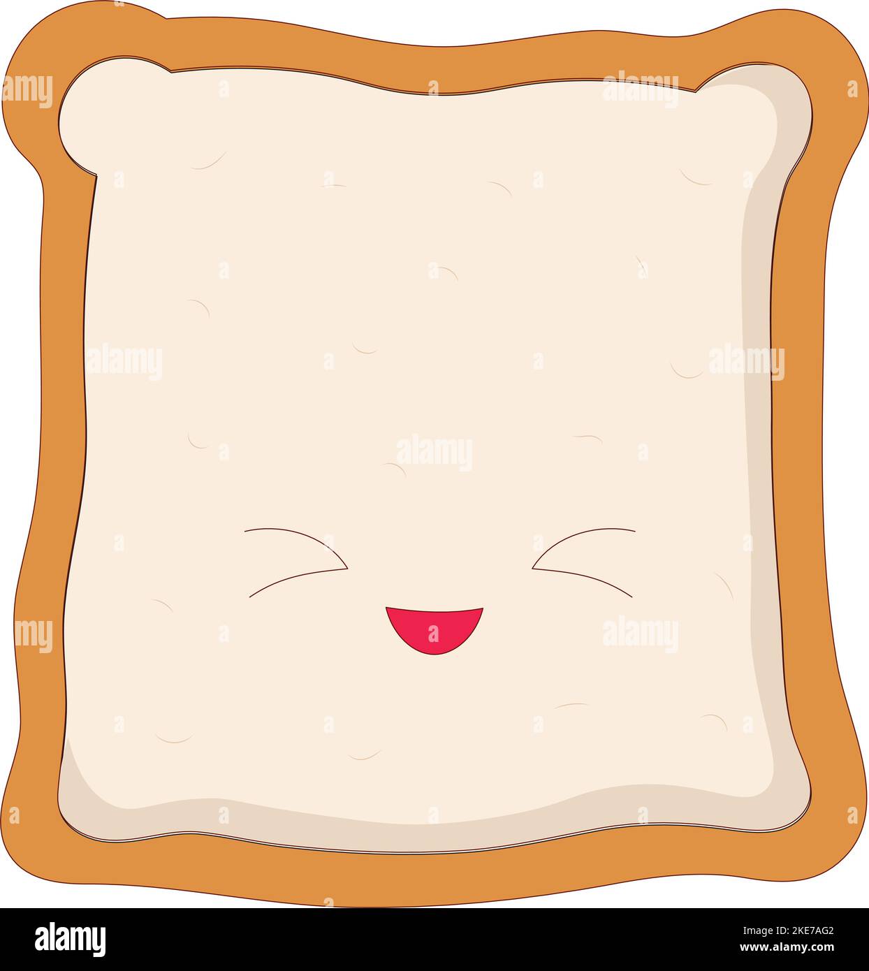 A cute cartoon piece of rectangular bread with closed eyes and open ...