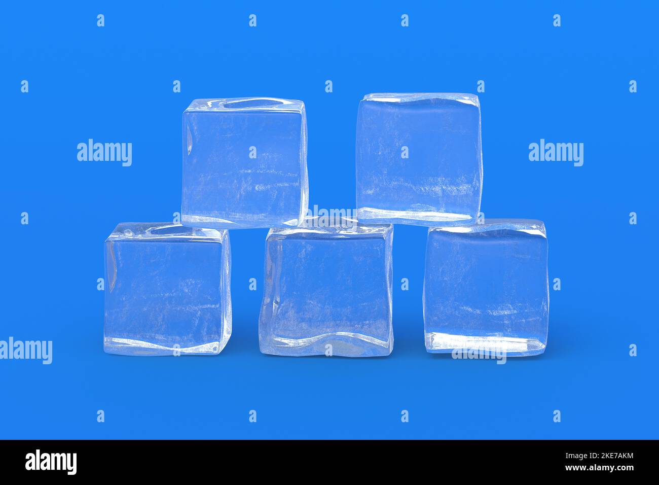 Stack of square ice cubes on blue background. Cold beverages ...