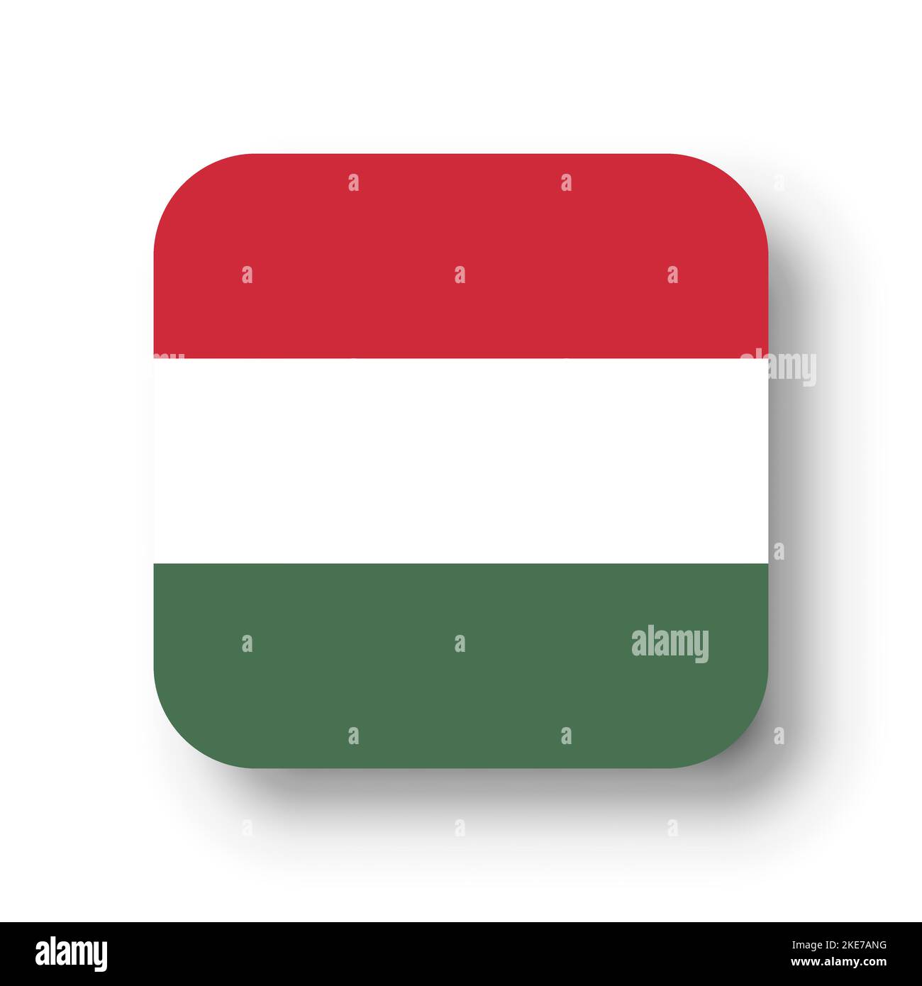 Hungary flag - flat vector square with rounded corners and dropped ...