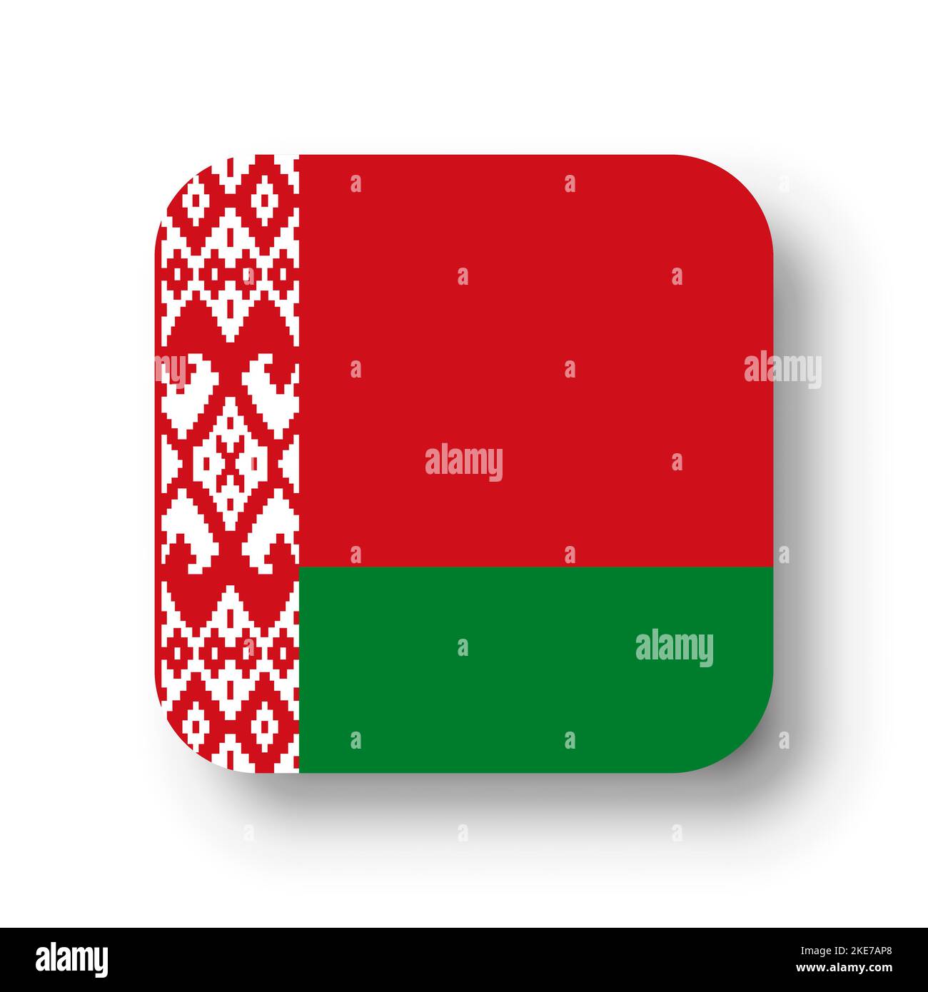 Belarus flag - flat vector square with rounded corners and dropped shadow Stock Vector Image ...