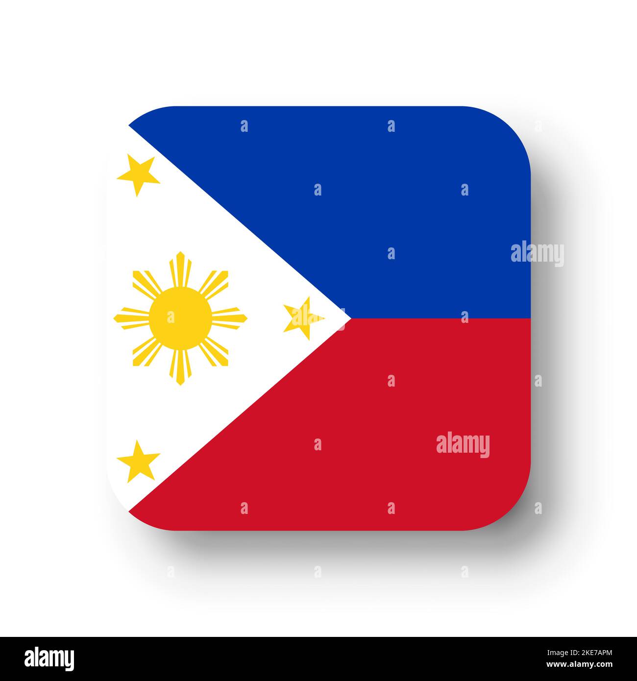 Philippines flag - flat vector square with rounded corners and dropped ...
