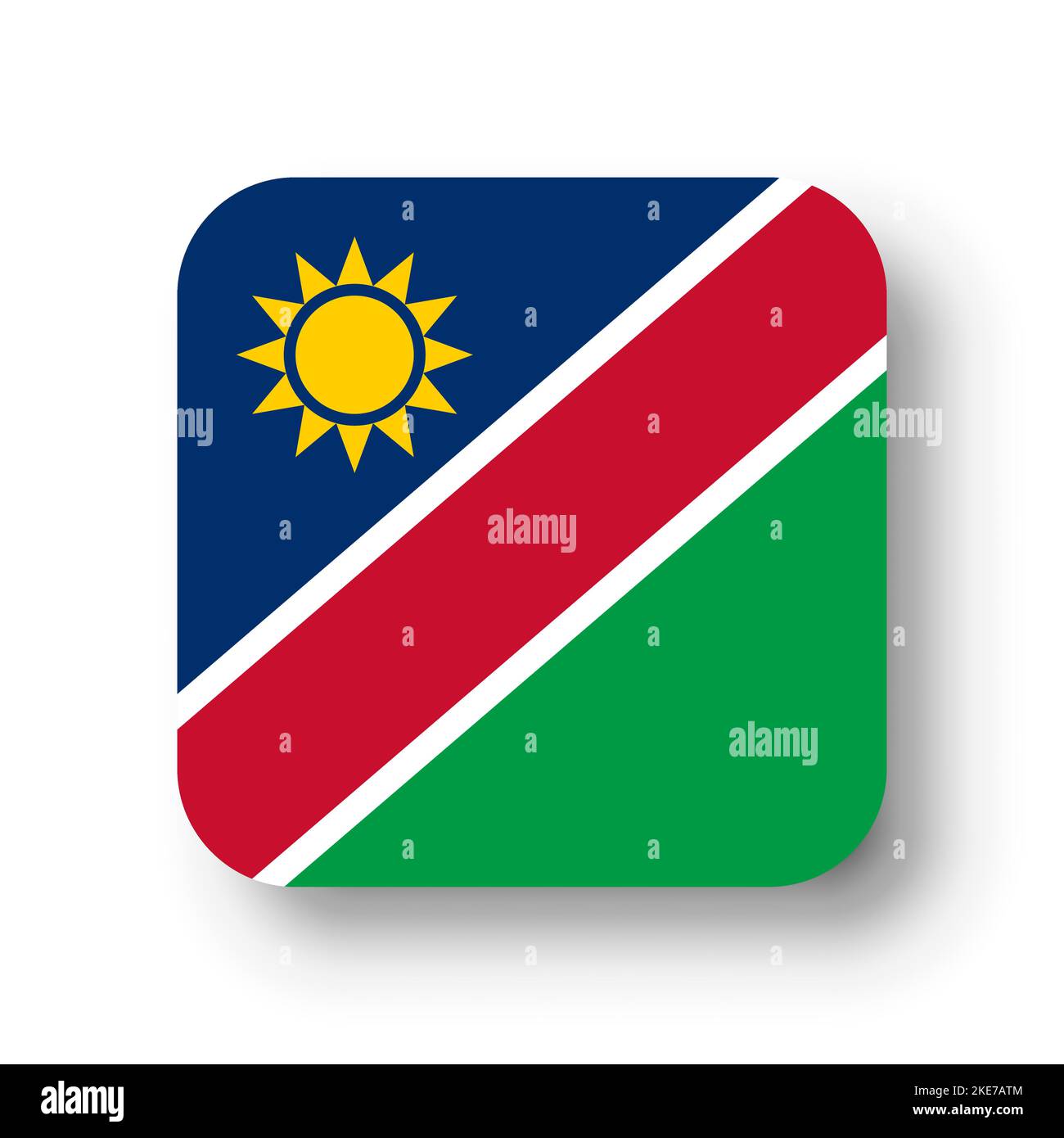 Namibia flag - flat vector square with rounded corners and dropped shadow Stock Vector Image ...