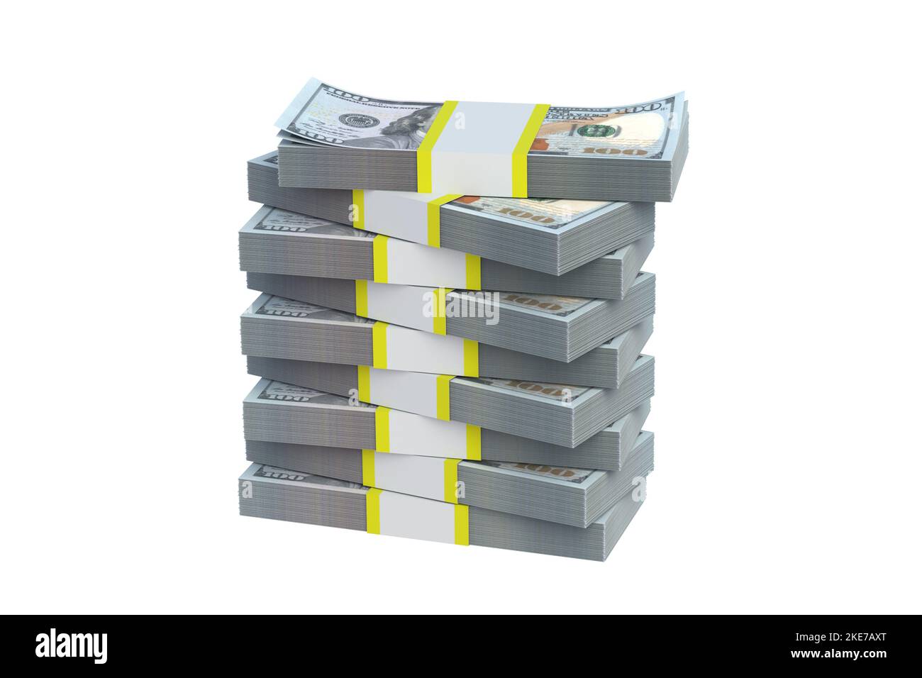 Dollar banknotes isolated on white background. Stack of money. Heap of ...