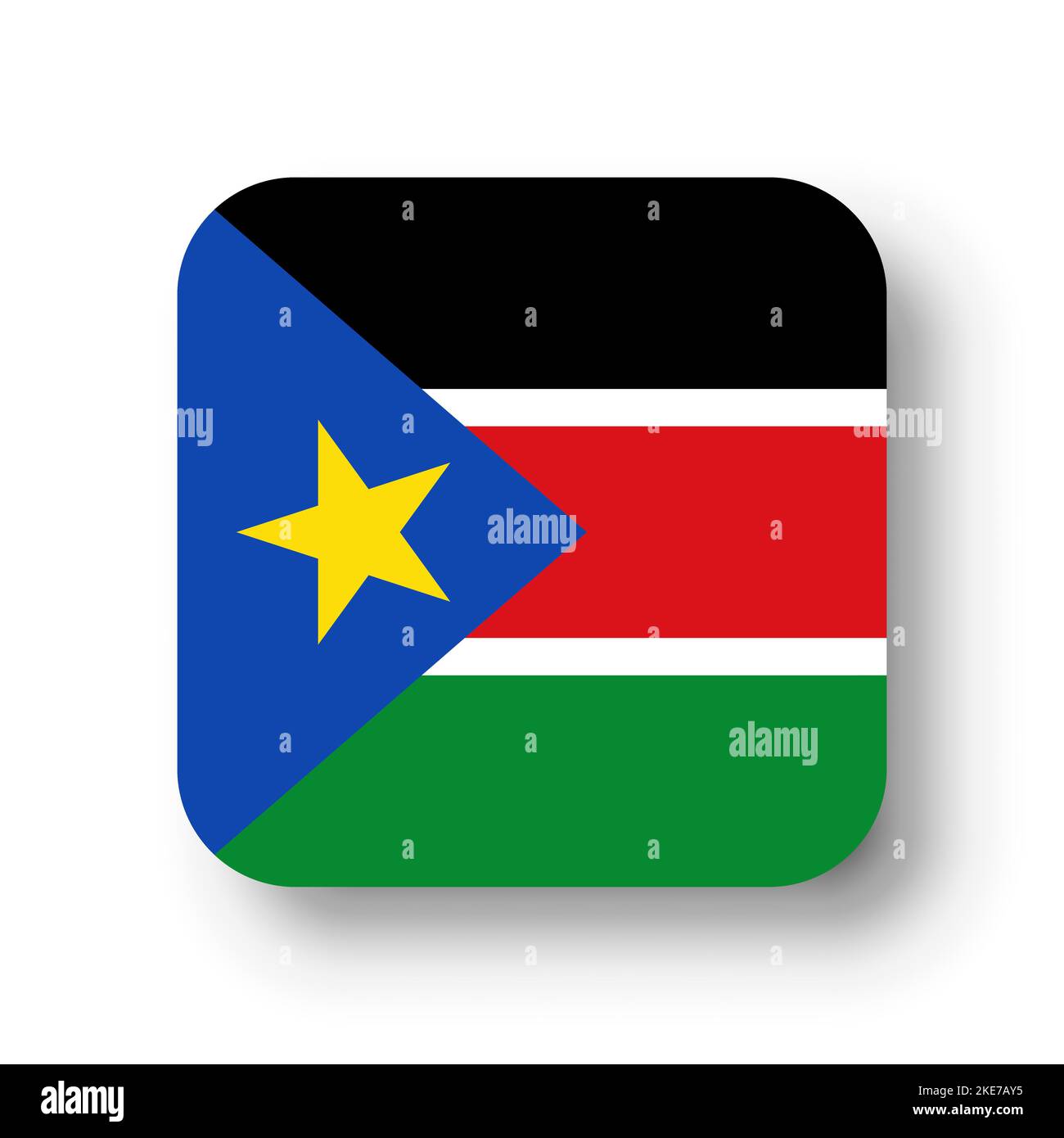 South Sudan flag - flat vector square with rounded corners and dropped shadow Stock Vector Image ...