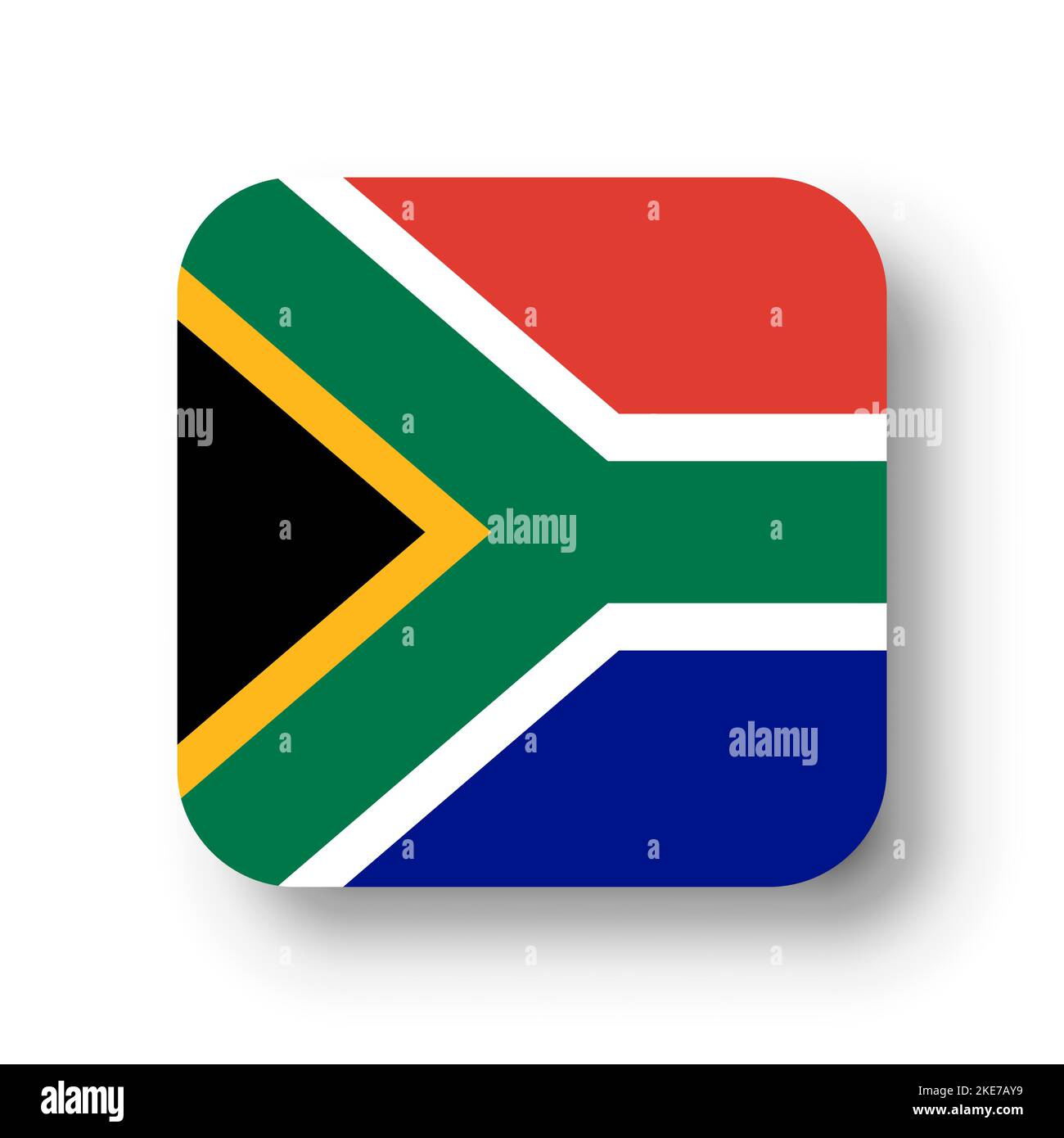 South Africa flag - flat vector square with rounded corners and dropped shadow Stock Vector ...