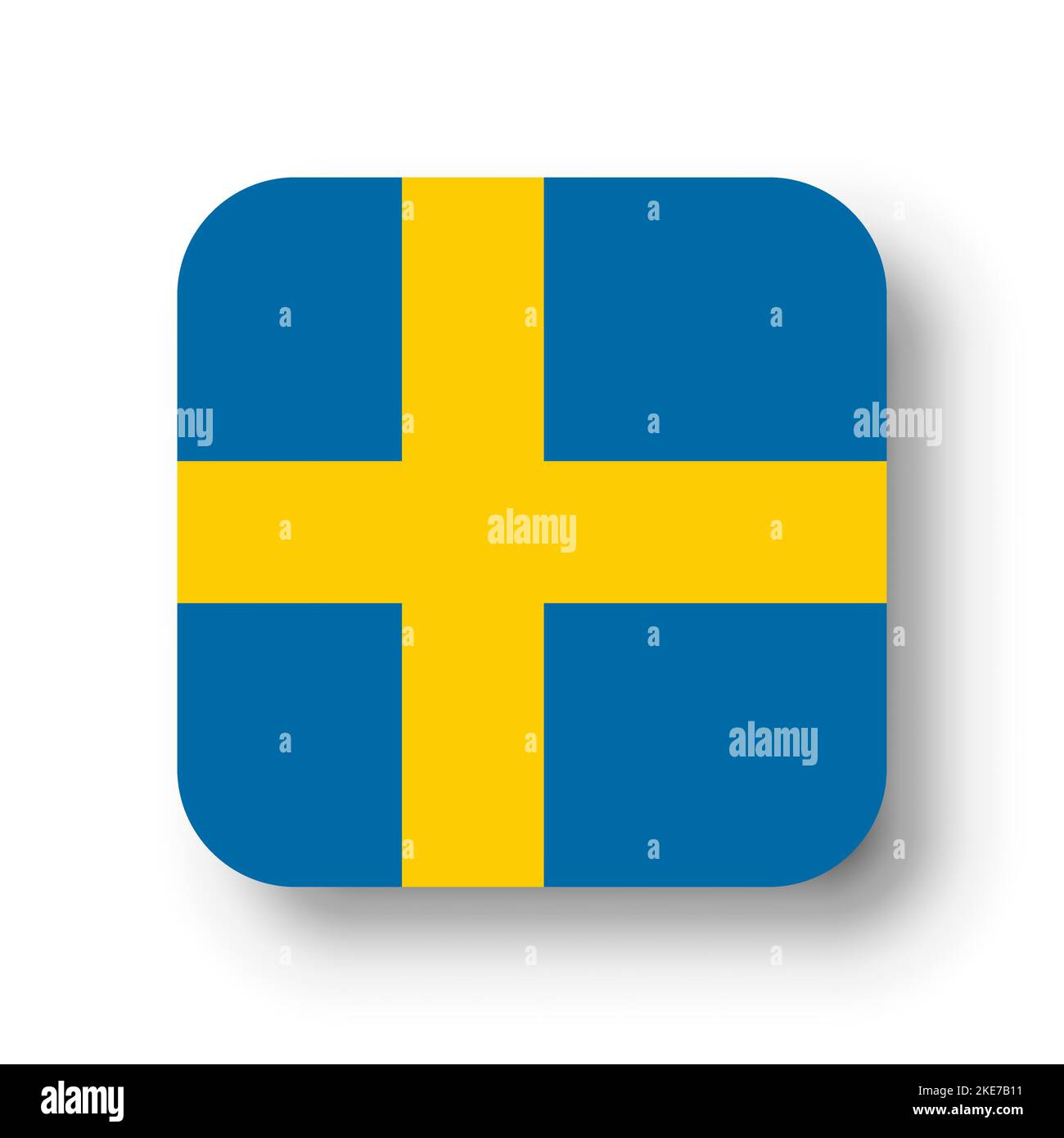 Sweden flag - flat vector square with rounded corners and dropped ...
