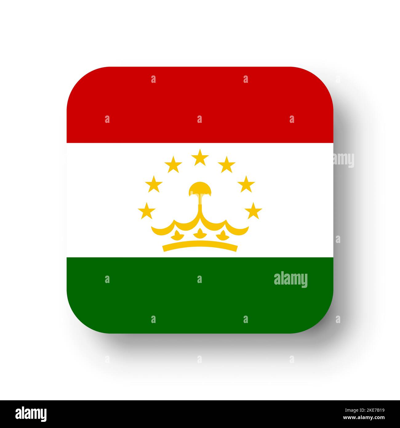 Tajikistan flag - flat vector square with rounded corners and dropped shadow Stock Vector Image ...