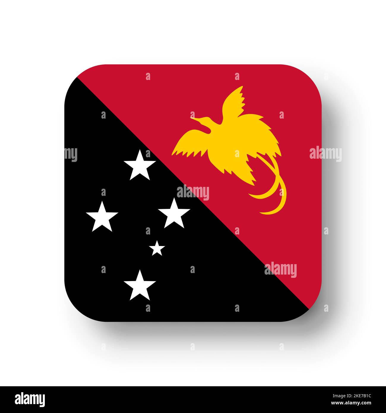 Papua New Guinea flag - flat vector square with rounded corners and dropped shadow Stock Vector ...