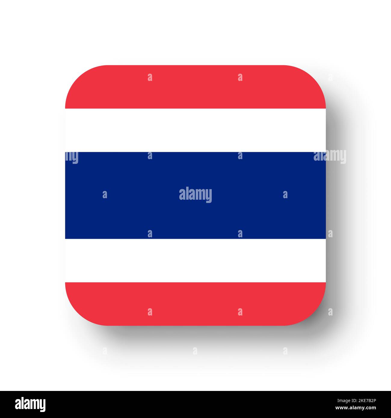 Thailand flag - flat vector square with rounded corners and dropped shadow Stock Vector Image ...