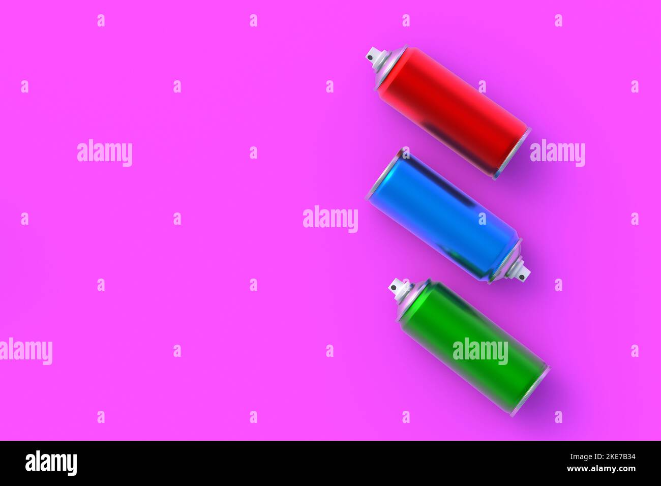 Metallic cans of spray paint. Hairspray or lacquer. Disinfectant ...