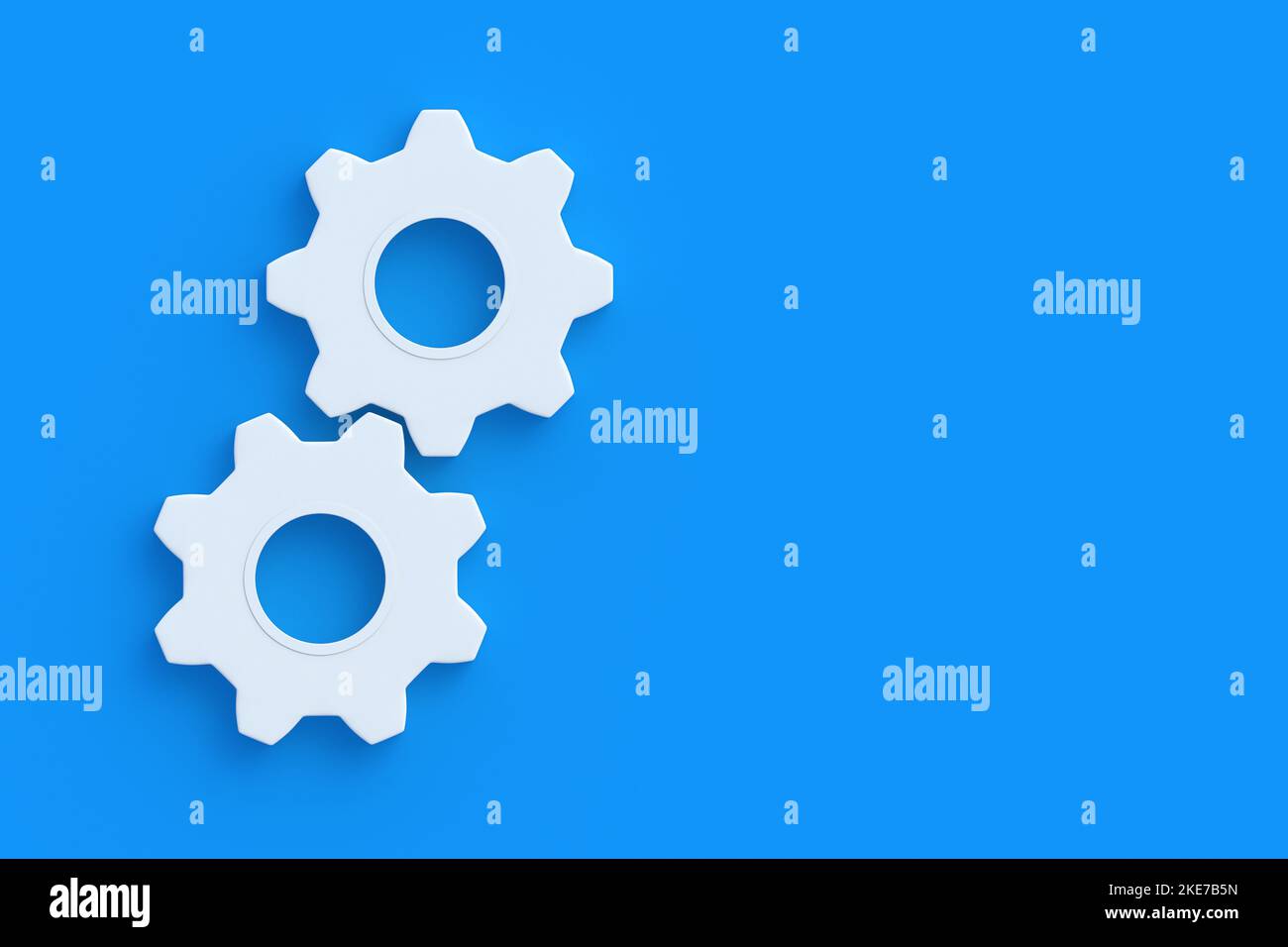 Two gears on blue background. Engineering technology. Mechanism ...