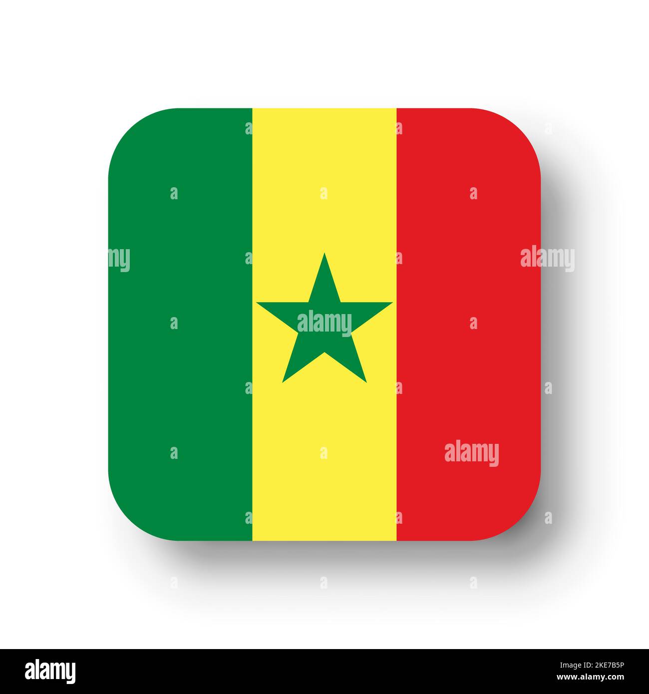 Senegal flag - flat vector square with rounded corners and dropped shadow Stock Vector Image ...