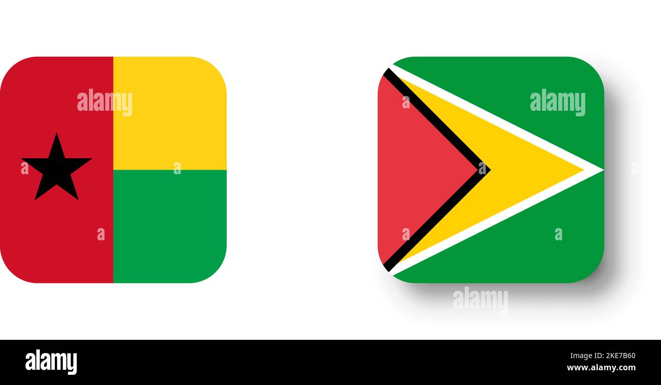 Guyana flag - flat vector square with rounded corners and dropped shadow Stock Vector Image ...