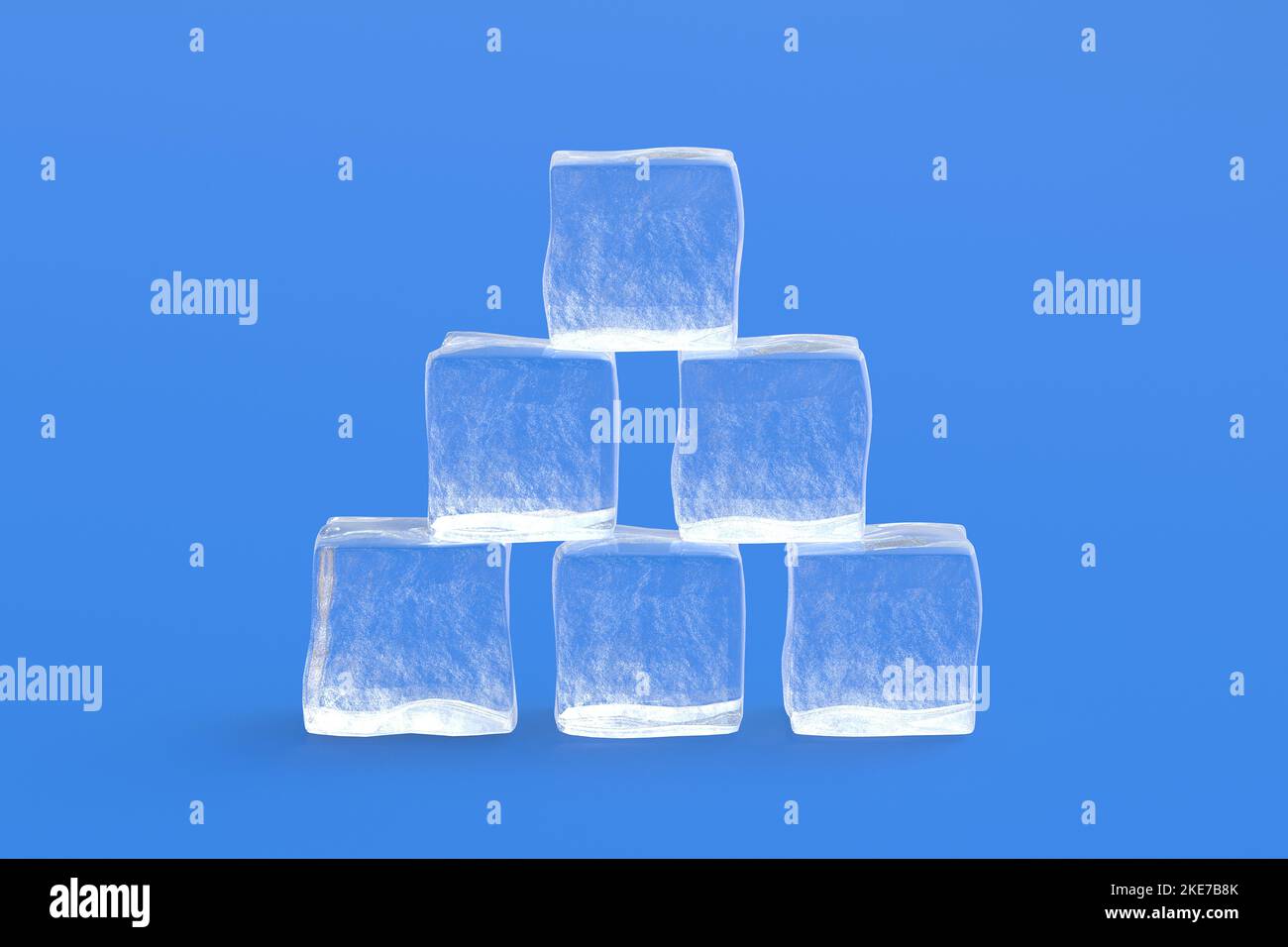 Stack of ice cubes on blue background. Cold beverages. Refreshing ...