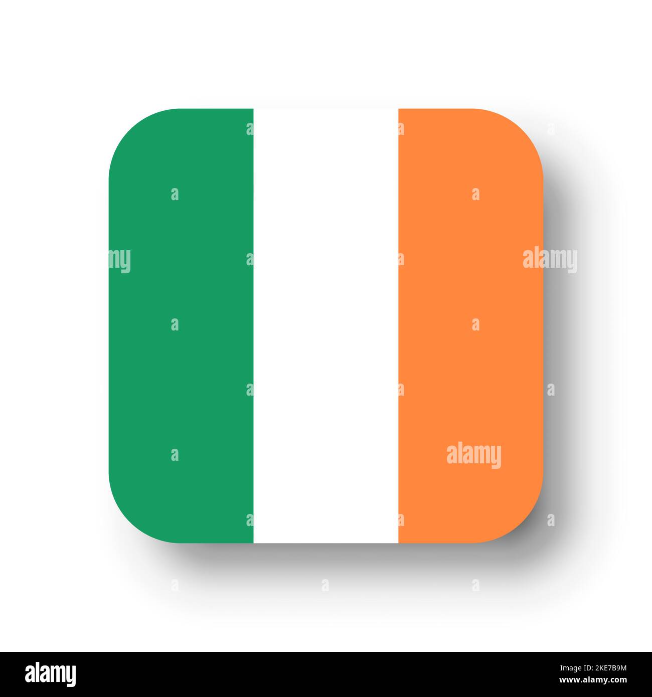Ireland flag - flat vector square with rounded corners and dropped shadow Stock Vector Image ...