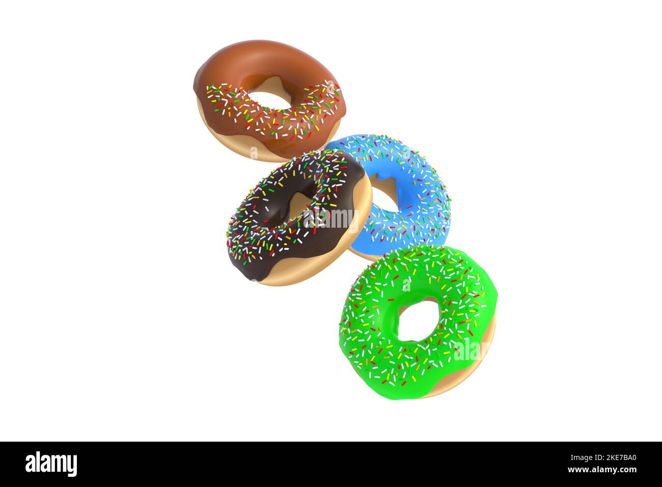 Many donuts isolated on white background. 3d render Stock Photo - Alamy