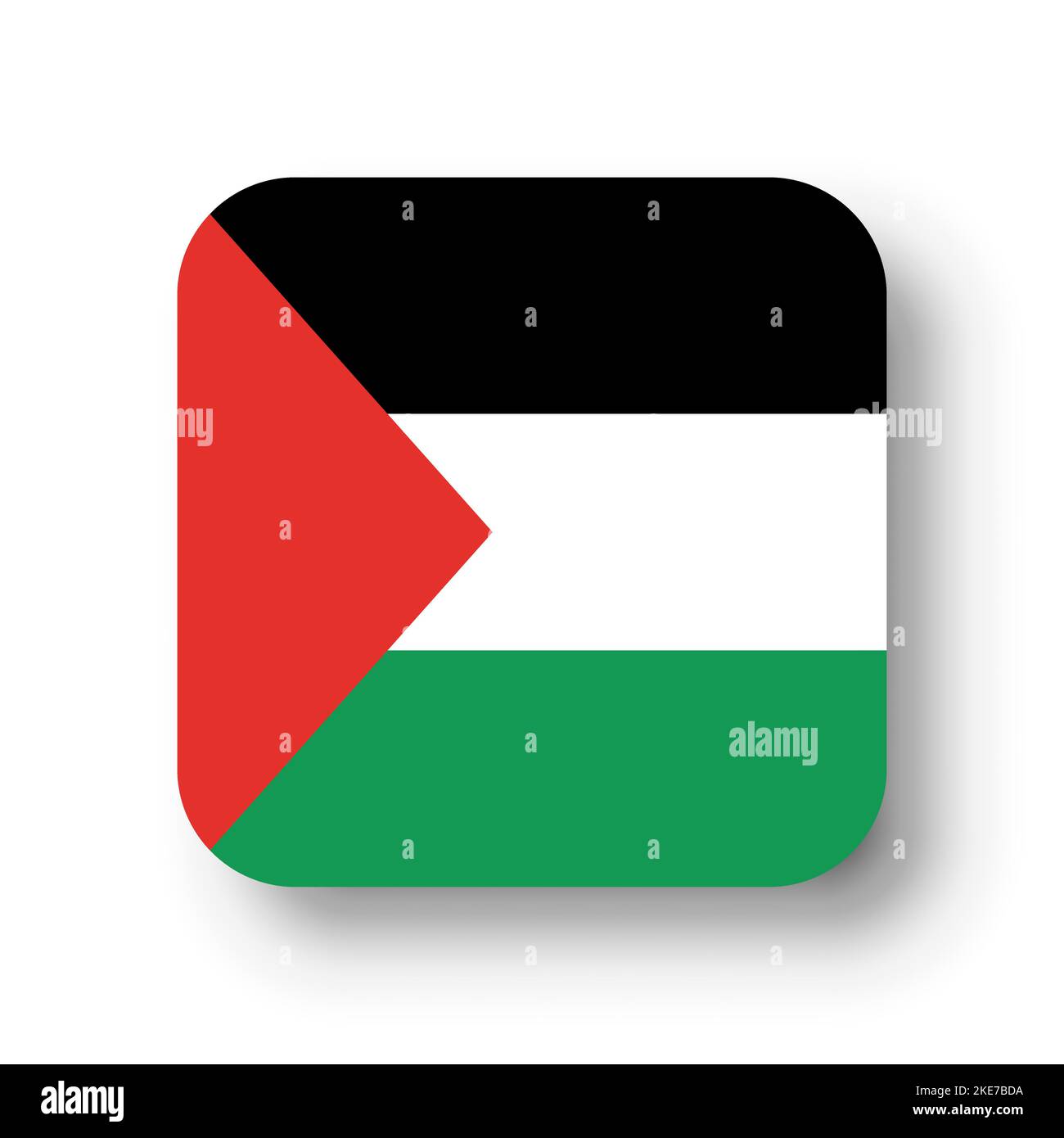 Palestine flag - flat vector square with rounded corners and dropped ...