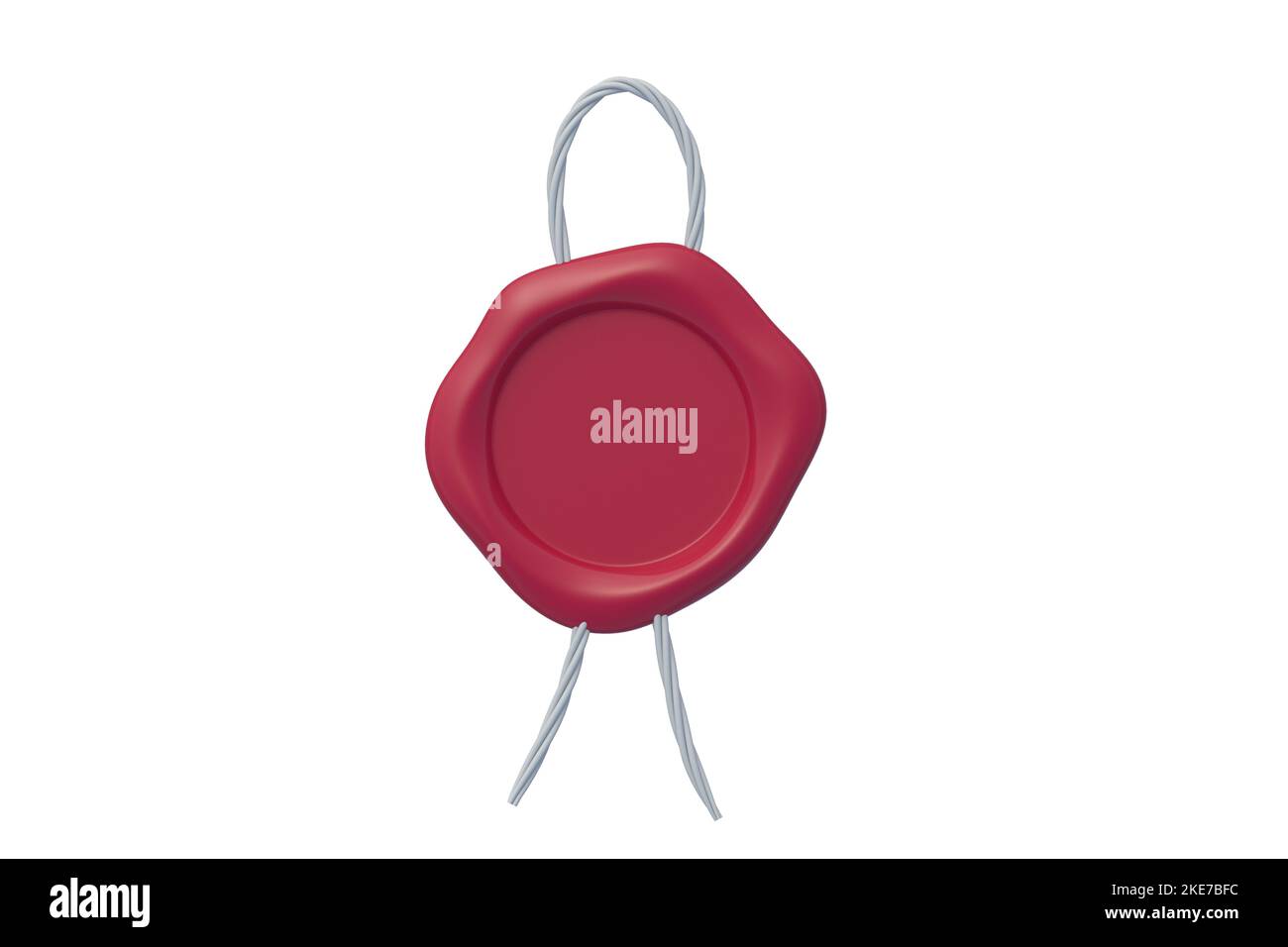 Blank seal wax stamp with rope isolated on white background. Top view ...