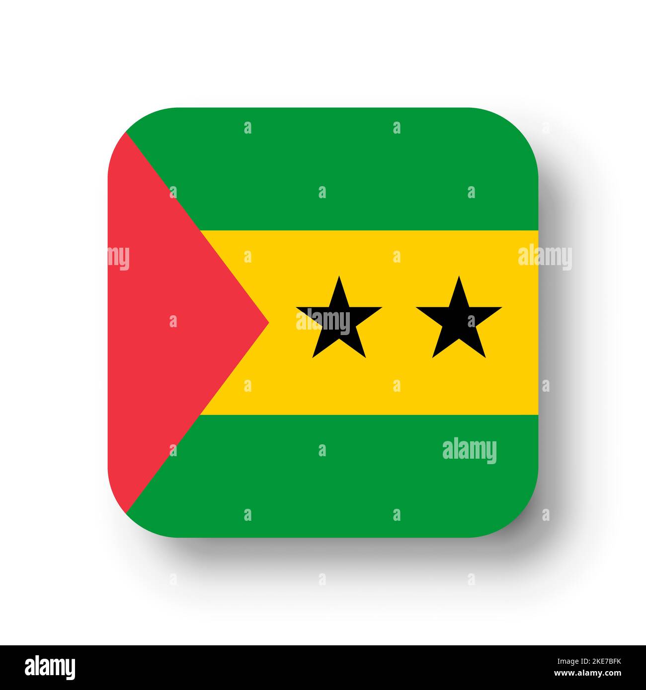 Sao Tome and Principe flag - flat vector square with rounded corners and dropped shadow Stock ...