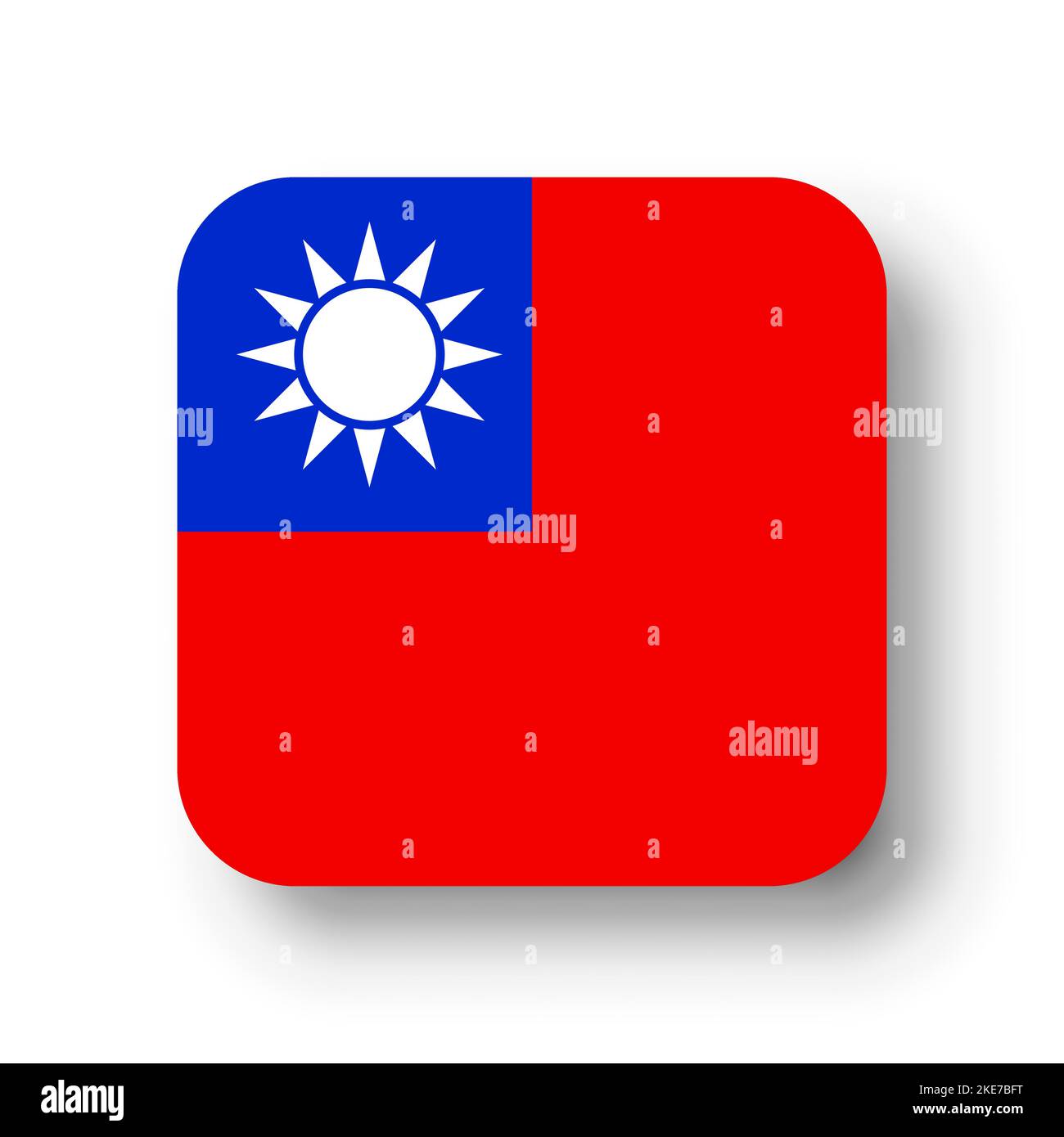 Taiwan flag - flat vector square with rounded corners and dropped ...