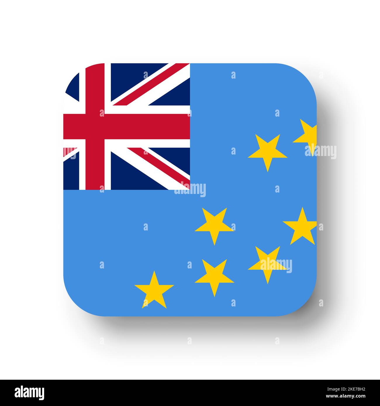 Tuvalu flag - flat vector square with rounded corners and dropped ...