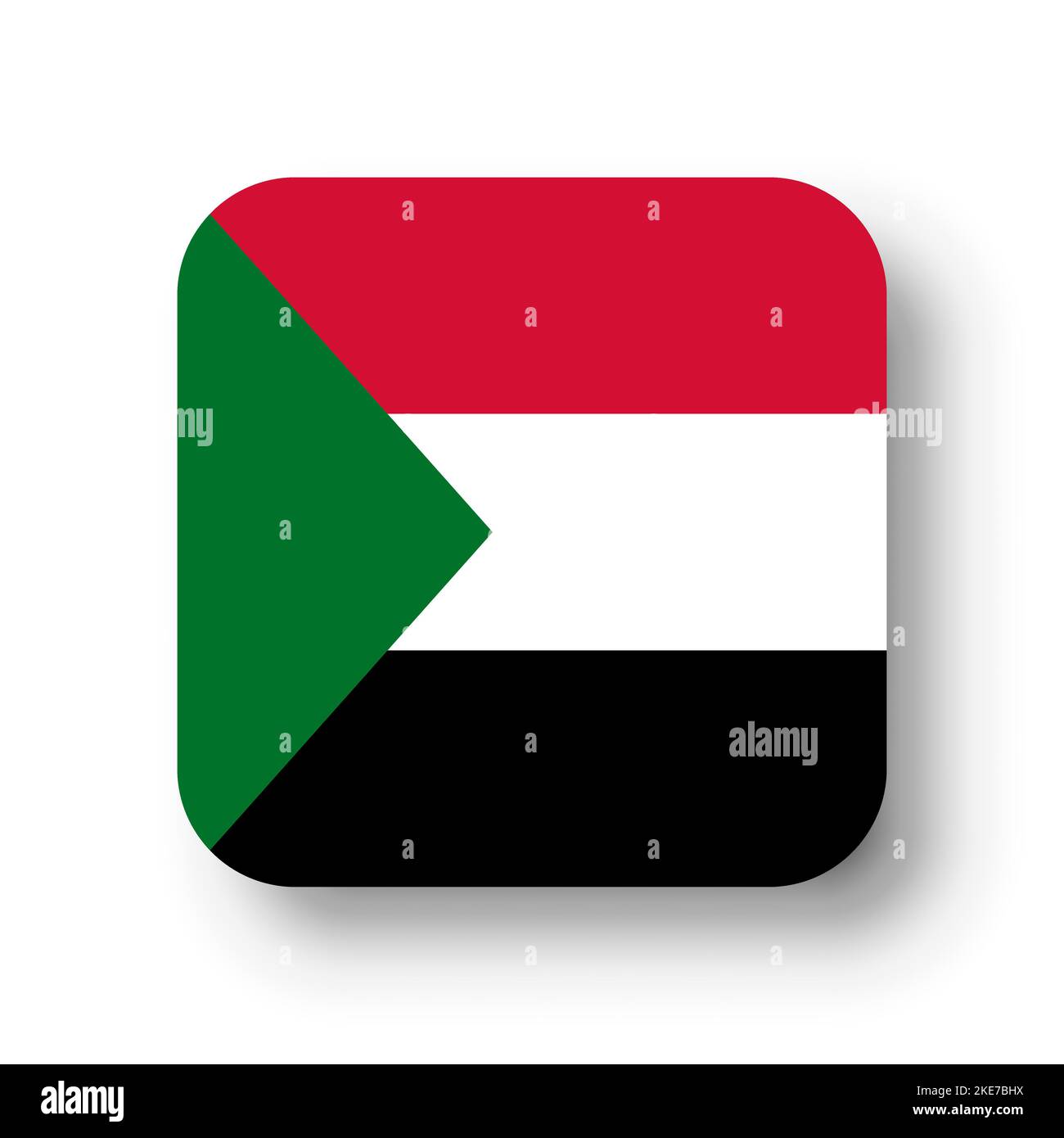 Sudan flag - flat vector square with rounded corners and dropped shadow Stock Vector Image & Art ...