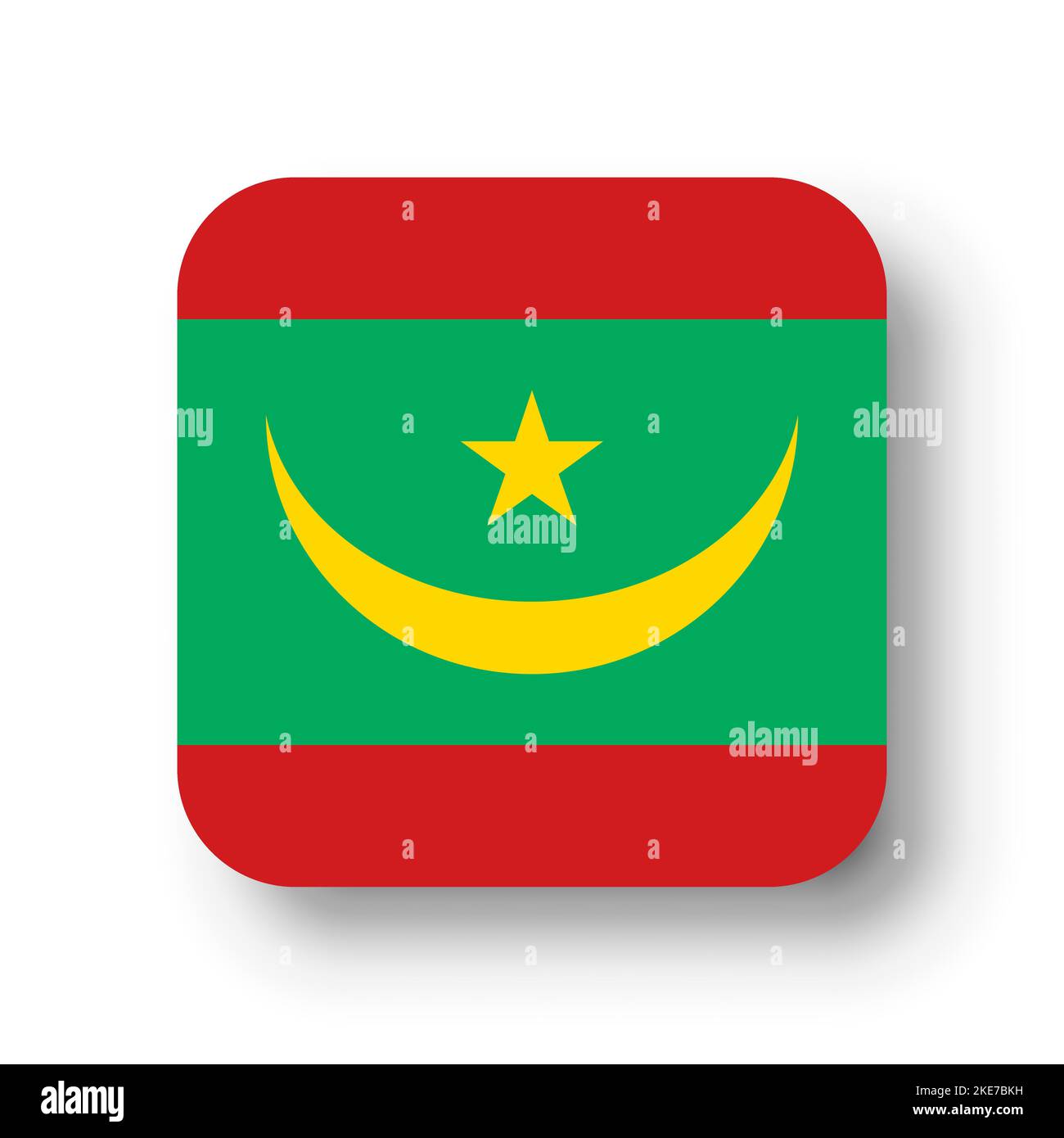 Mauritania flag - flat vector square with rounded corners and dropped shadow Stock Vector Image ...