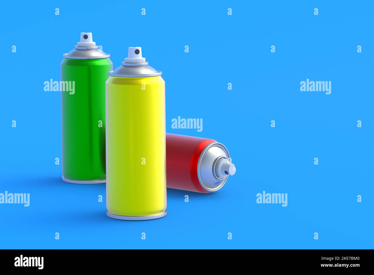 Metallic cans of spray paint. Hairspray or lacquer. Disinfectant ...