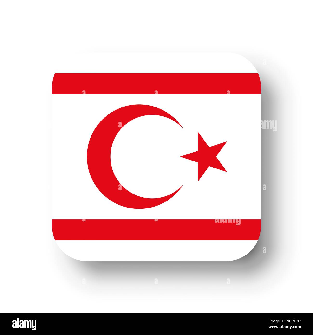 Northern Cyprus flag - flat vector square with rounded corners and ...