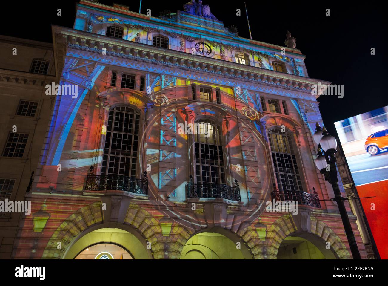 Clock artwork / video projected onto a building Stock Photo - Alamy