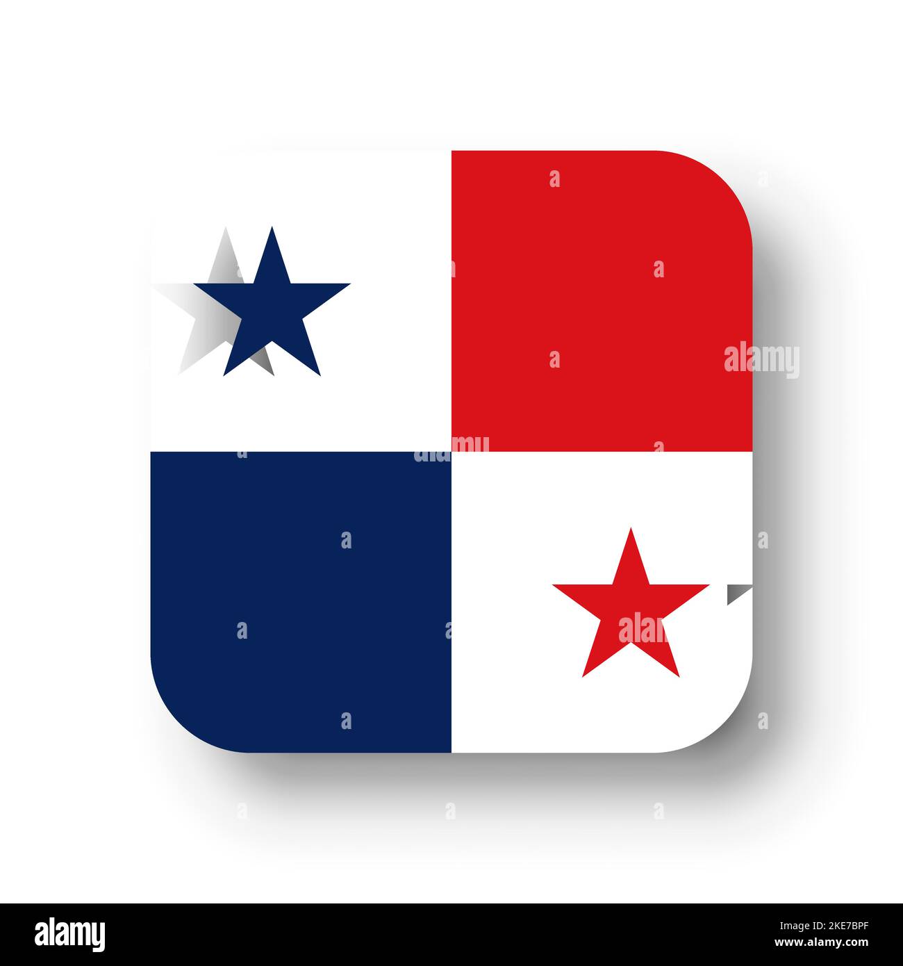 Panama flag - flat vector square with rounded corners and dropped ...