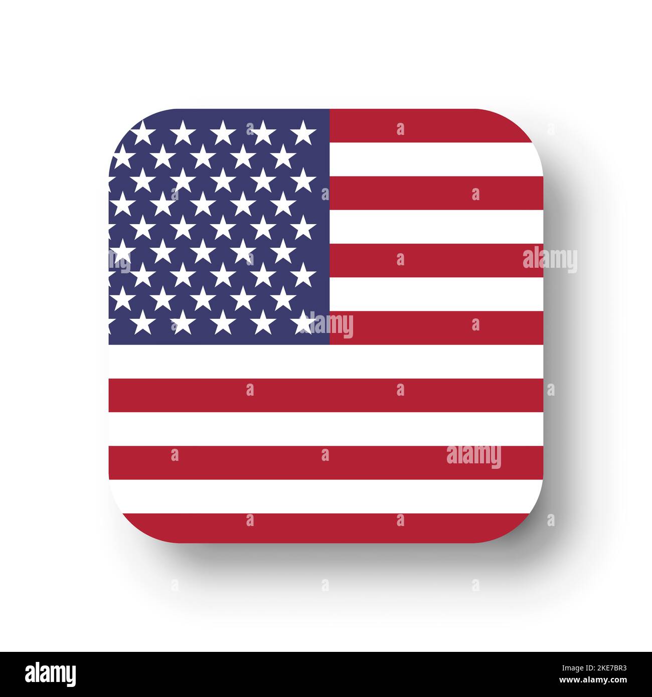 United States of America flag - flat vector square with rounded corners ...