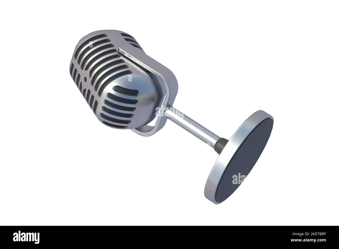 Retro style metallic microphone isolated on white background. 3d render ...