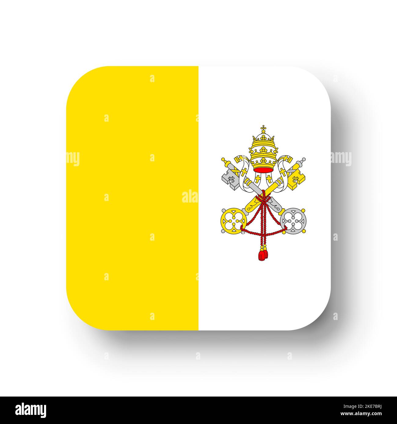 Vatican City flag - flat vector square with rounded corners and dropped ...