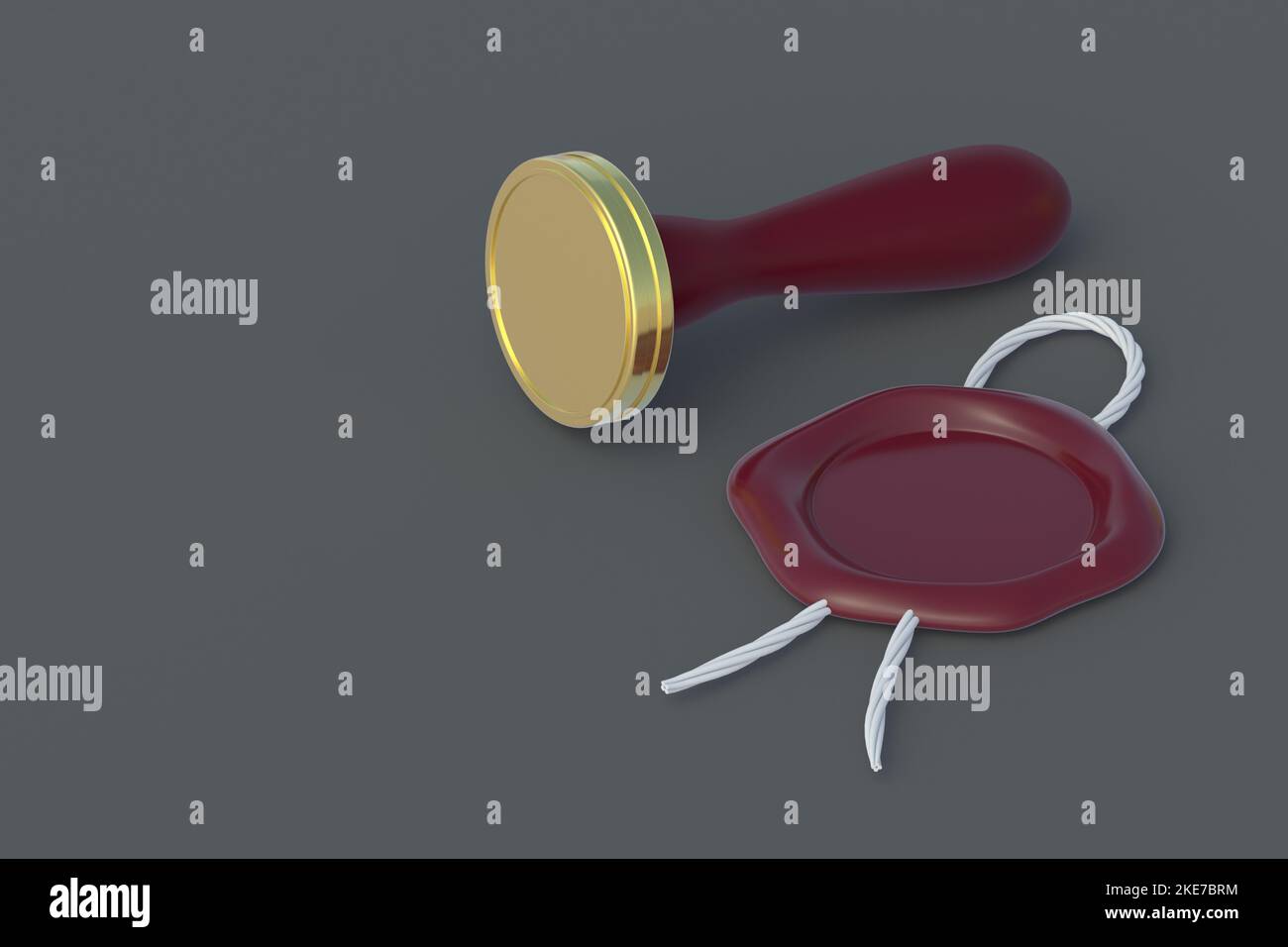 Seal wax stamp with rope. Guarantee and quality mark. Postage label ...