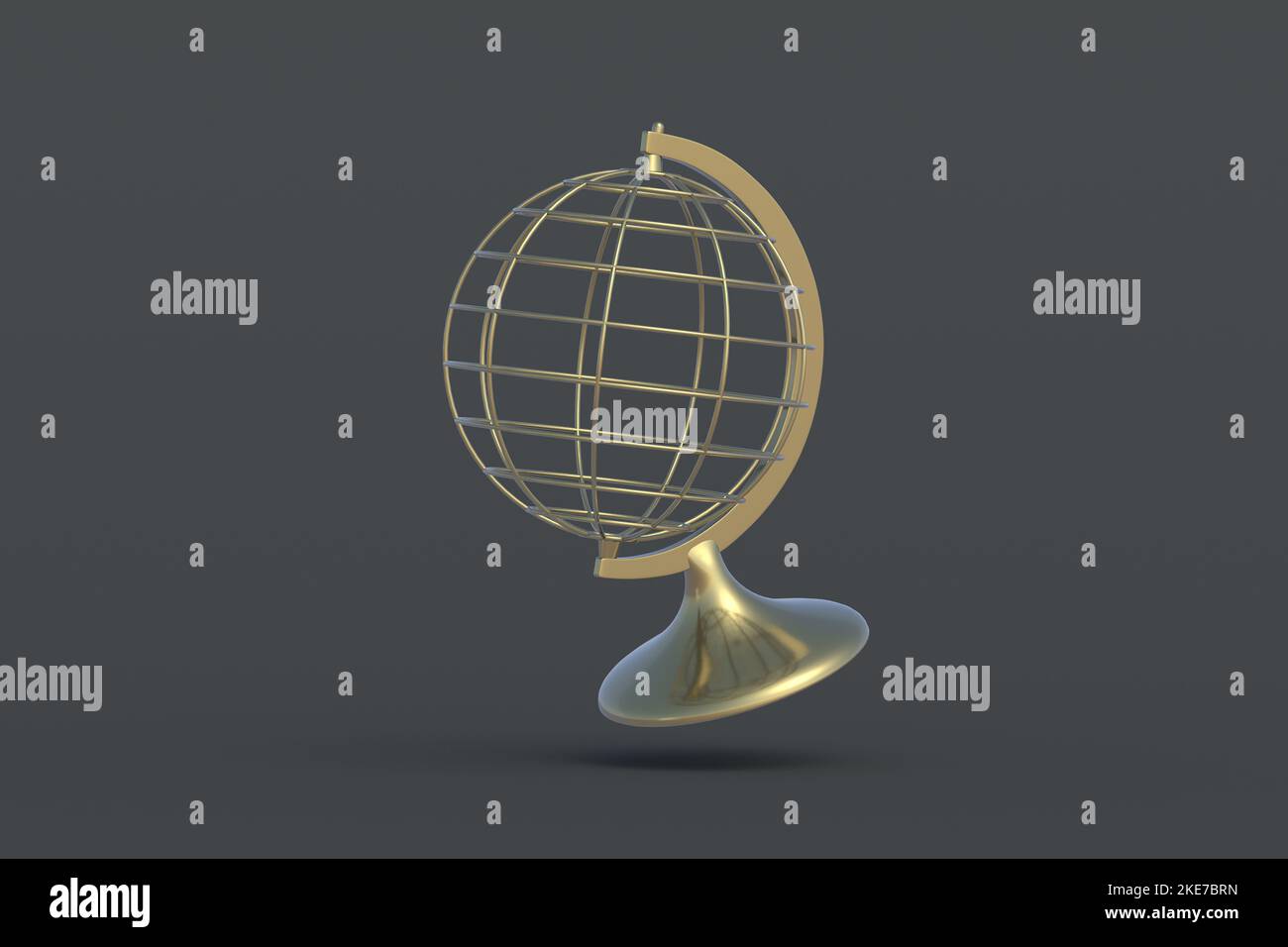 Wire globe of golden color. International communication. Geographic ...