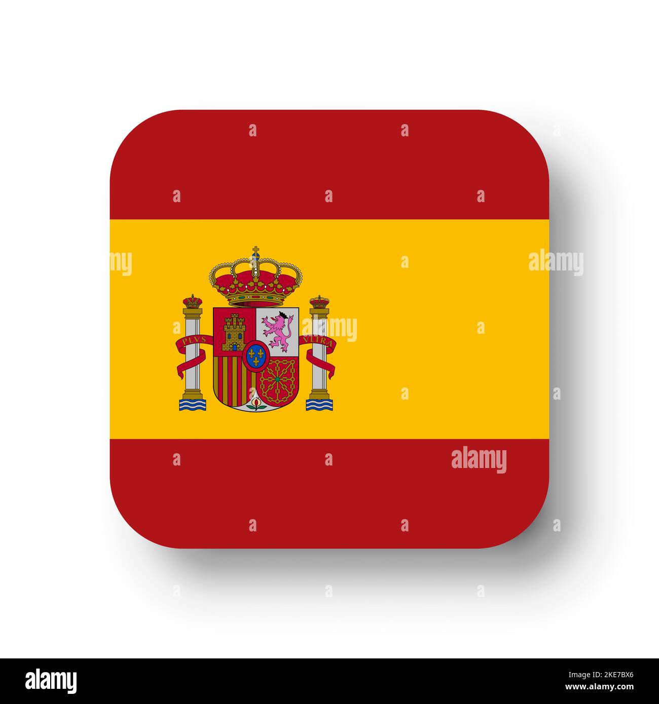Spain flag - flat vector square with rounded corners and dropped shadow ...