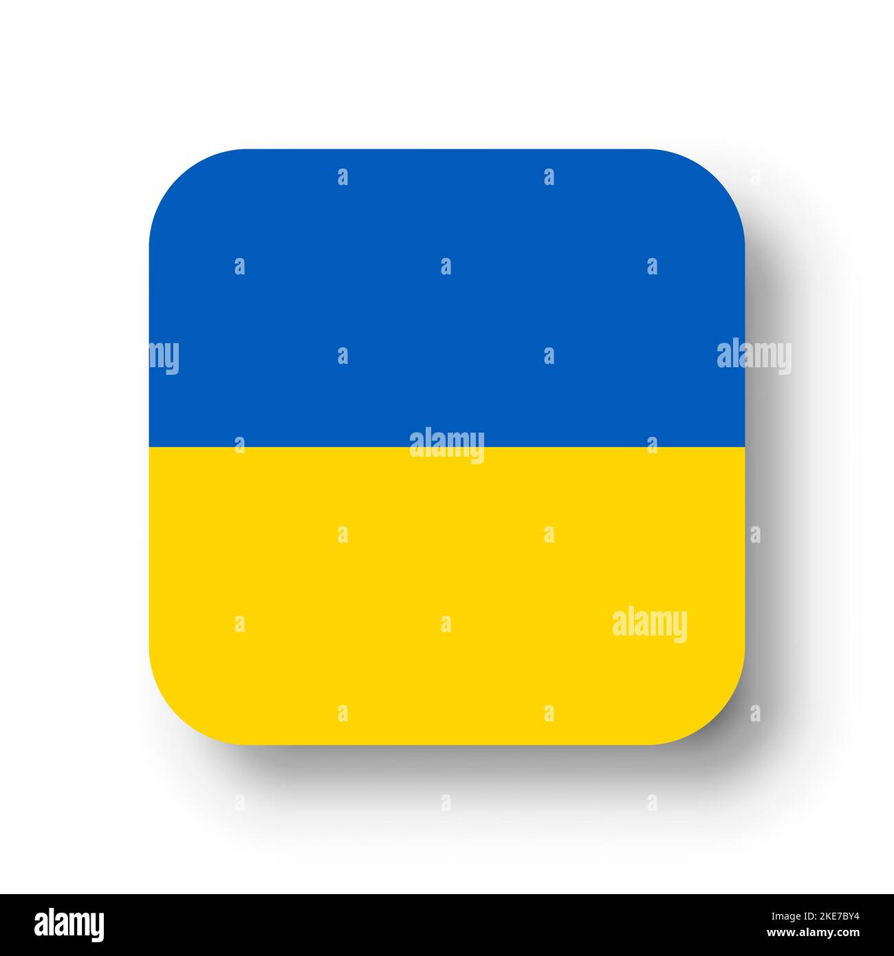 Ukraine flag - flat vector square with rounded corners and dropped ...